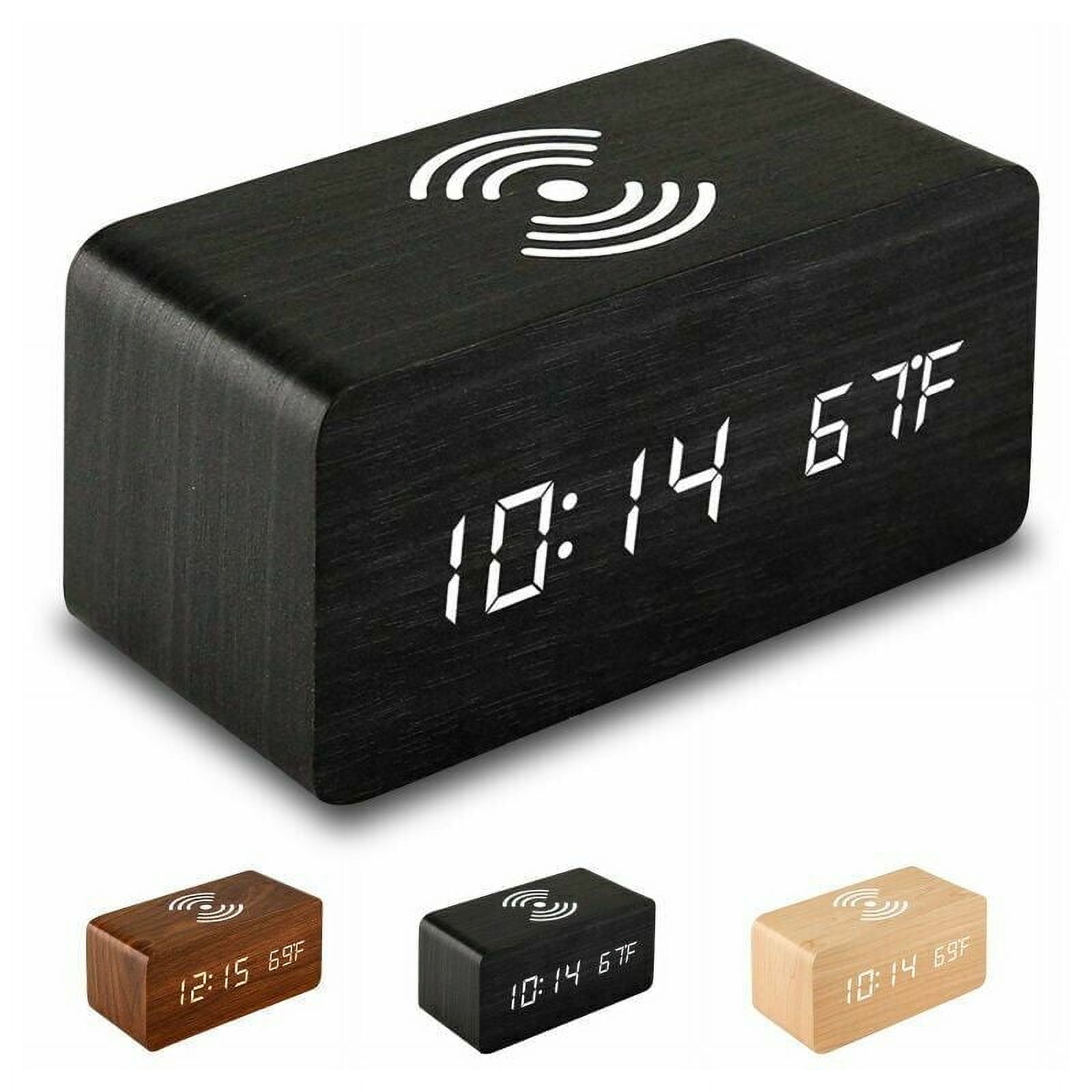 Digital Alarm Clock with Wireless Charger LED Desk Alarm Clock ...