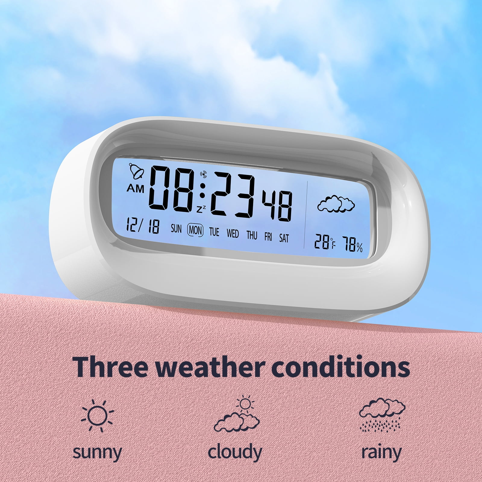 Digital Alarm Clocks for Bedrooms Battery Powered Desk Clock with ...