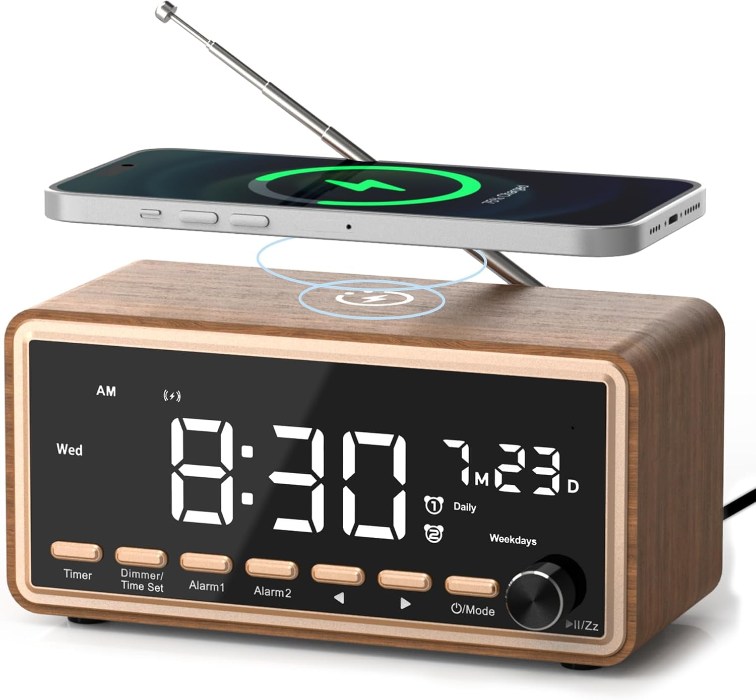 Digital Alarm Clocks Radio for Bedrooms,FM Radio & White Noise Sound ...