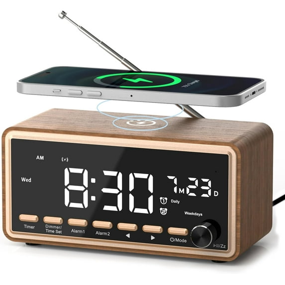 Digital Alarm Clocks Radio for Bedrooms,FM Radio & White Noise Sound ...