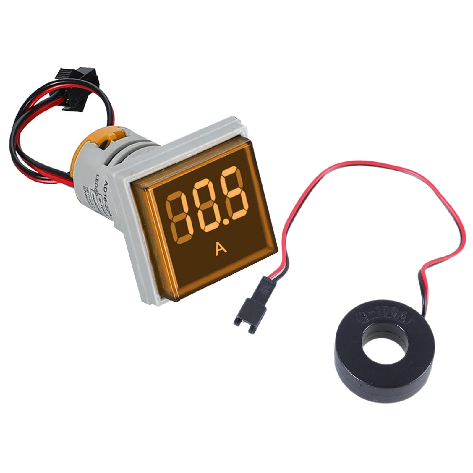 Digital Ammeter AC100A Current Meter 22mm Square Head 0-100A Current ...