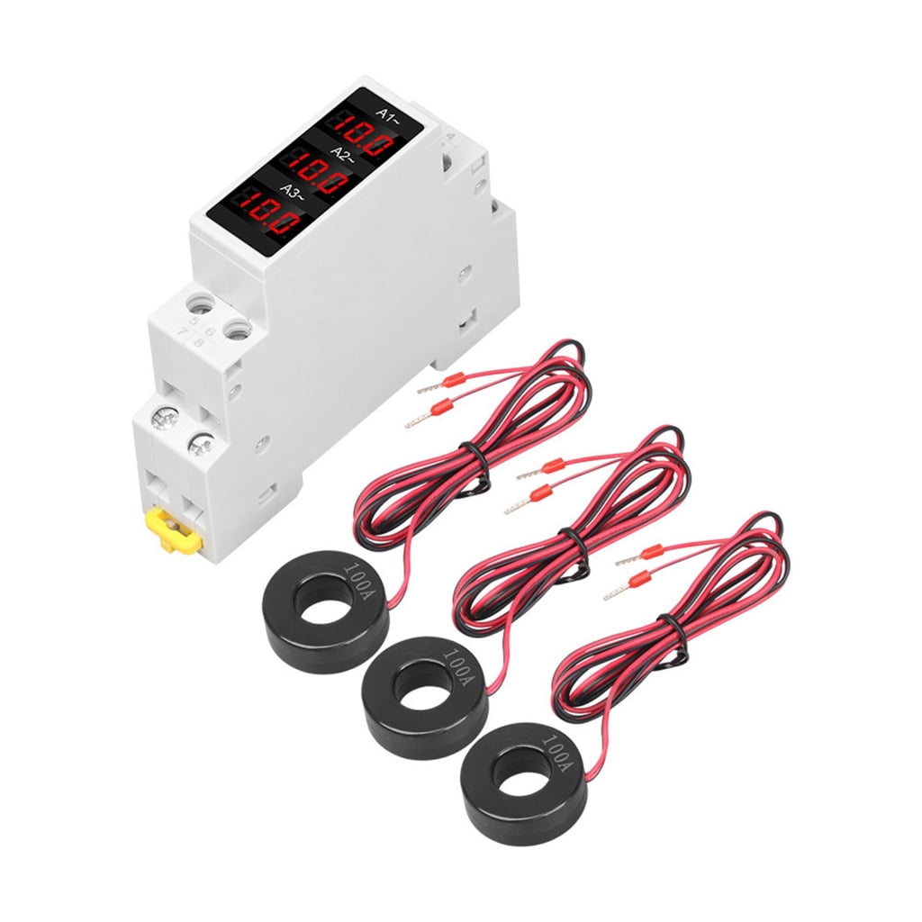 Digital Ammeter Din Rail Mount 3 Phase Ampere Meter Current Meter ...