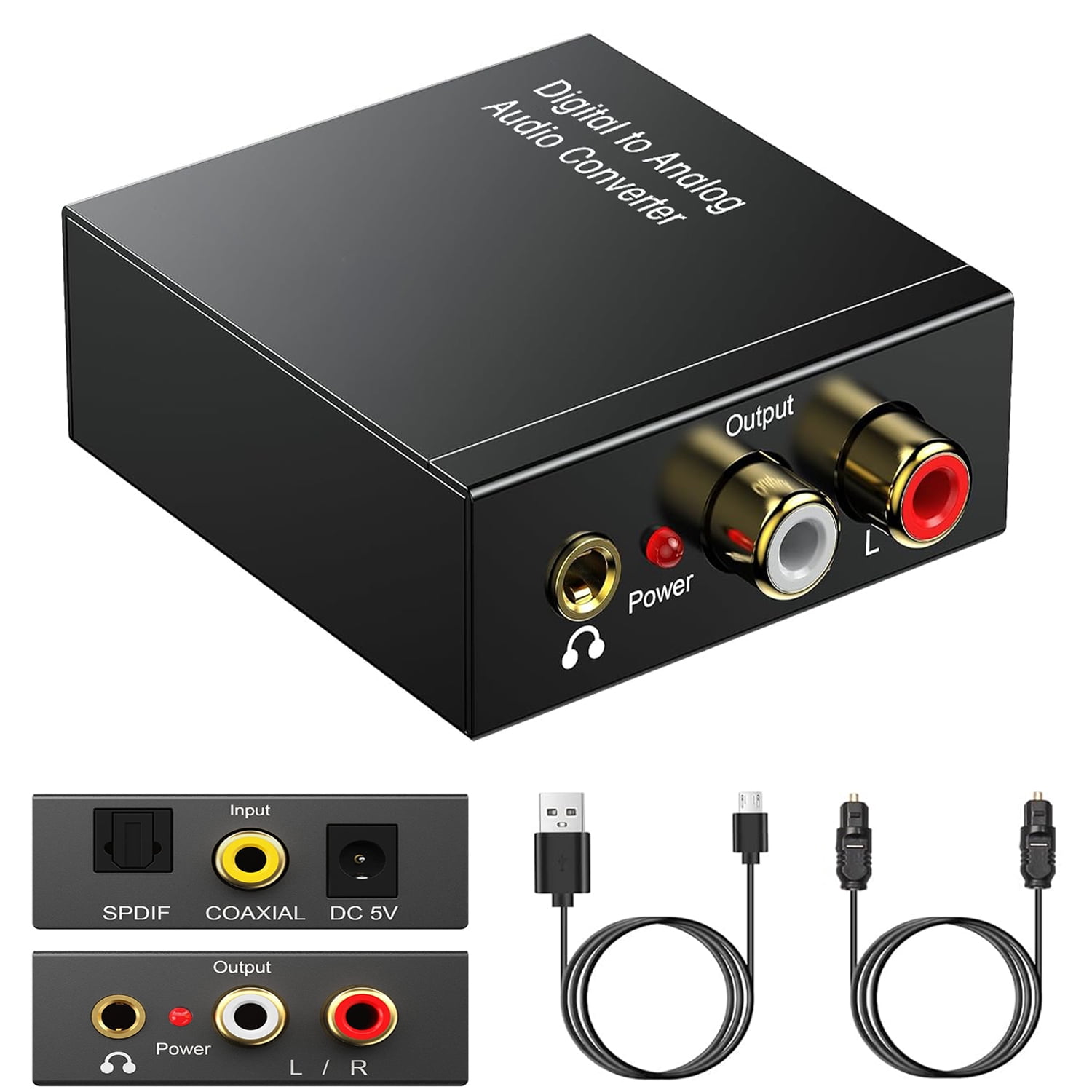 Digital to Analog Audio Converter, 192kHz DAC Digital Coaxial and ...
