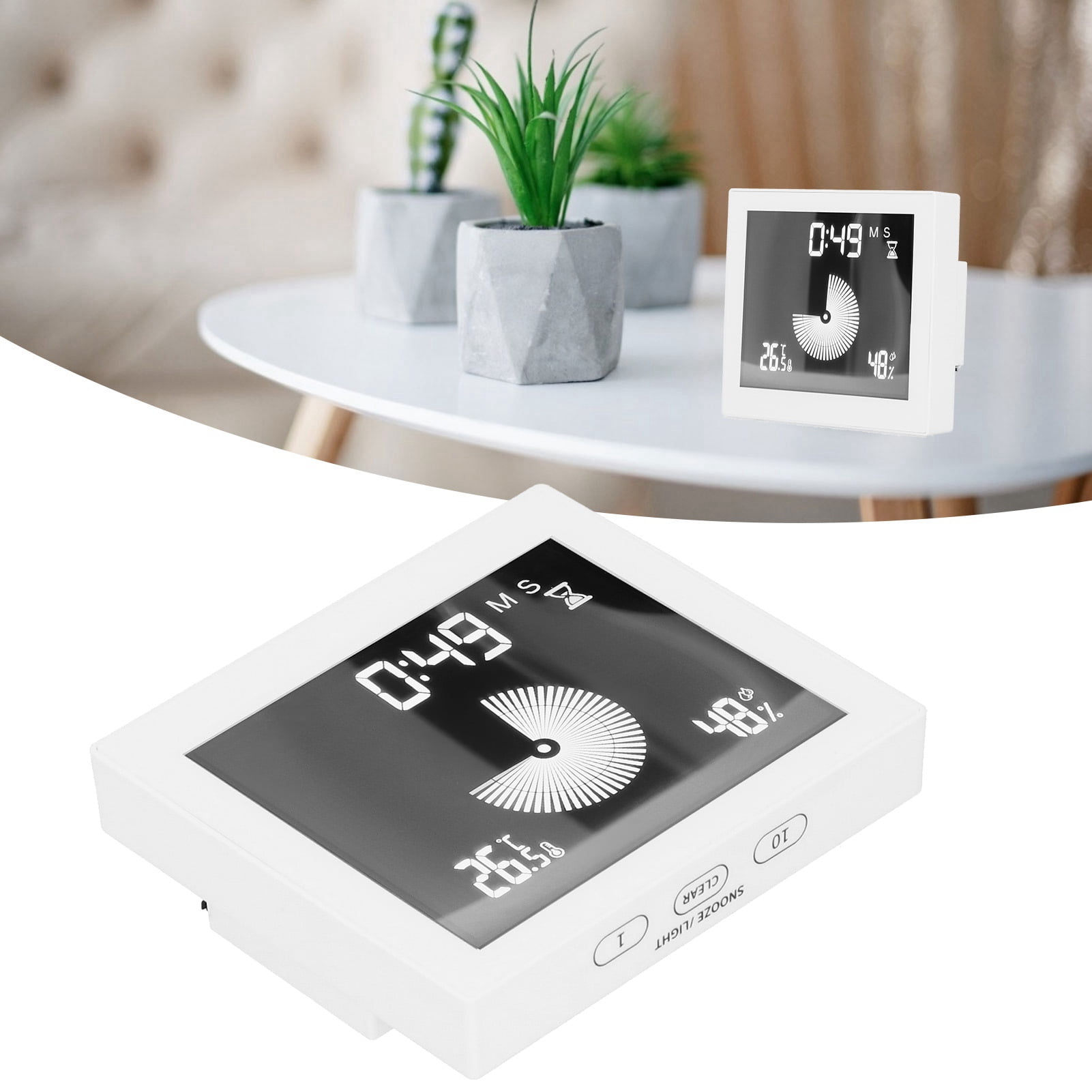 Digital/Analog Temp Humidity Monitor W/ Alarm, 12/24H Clock, USB ...