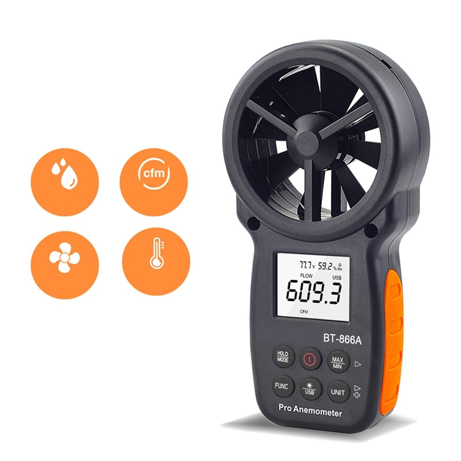 Digital Anemometer Handheld CFM Meter with USB Connect Air Flow Meter ...