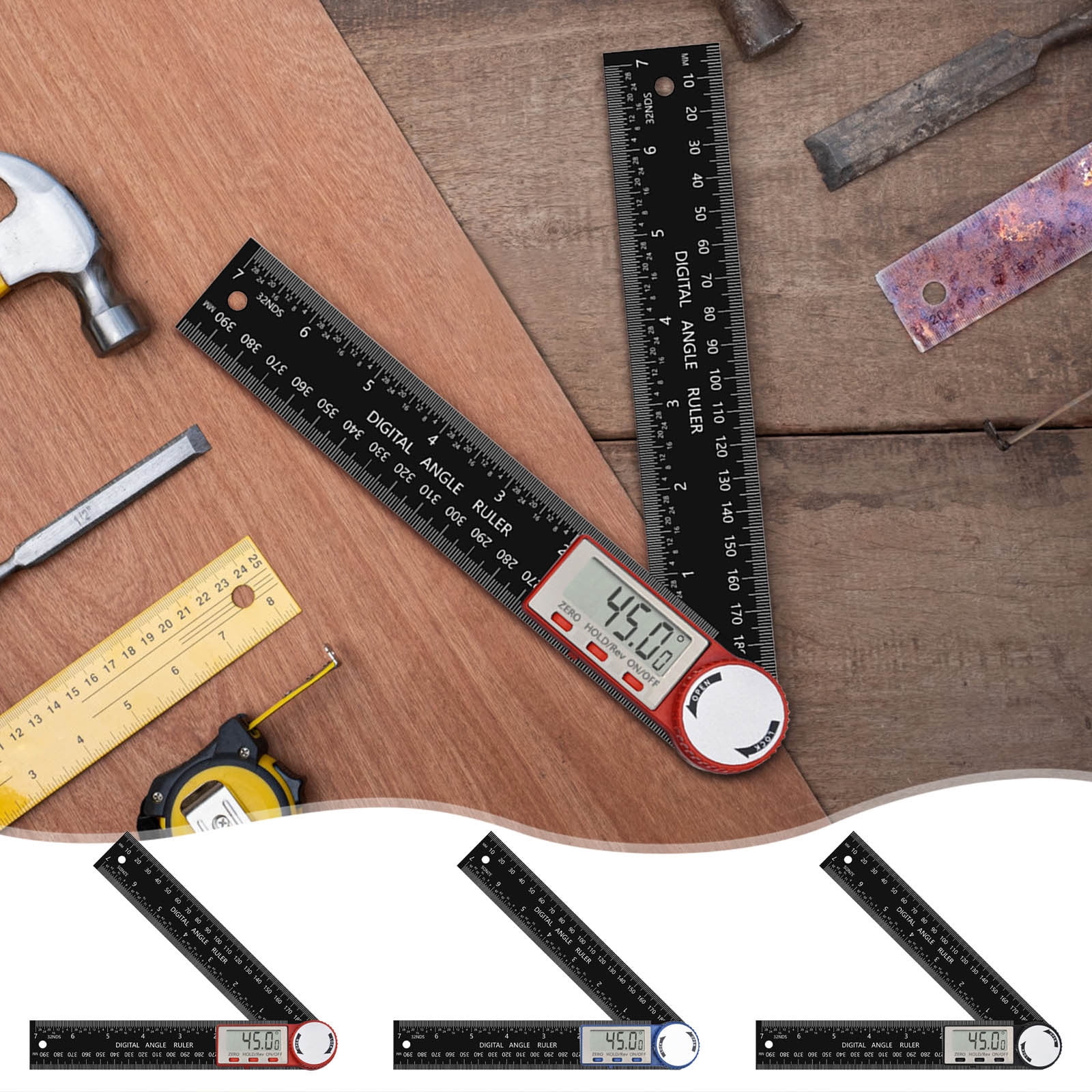 Digital Angle Ruler Protractor | LCD Display Precision Angle Gauge | 0 ...