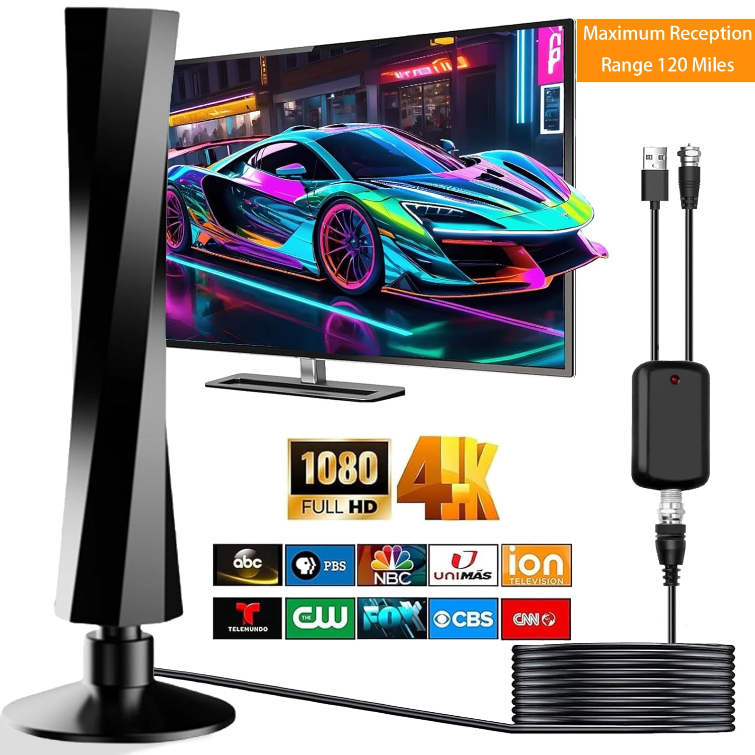 Digital Antenna for Smart TV, NBXPOW 120+ Mile Range Indoor HD TV ...