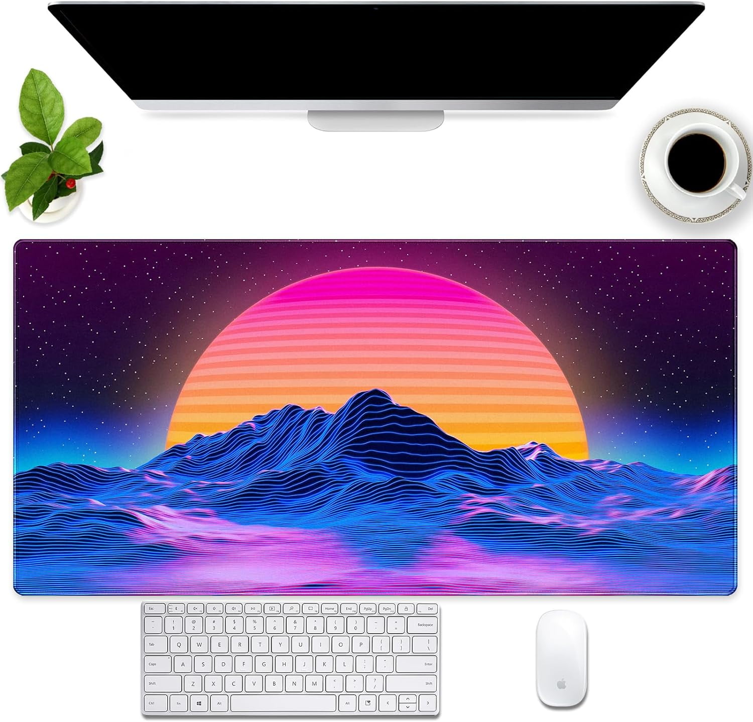Digital Art Neon Desk Mat, Gaming Mouse Pad for Desk, XXL Expanded ...