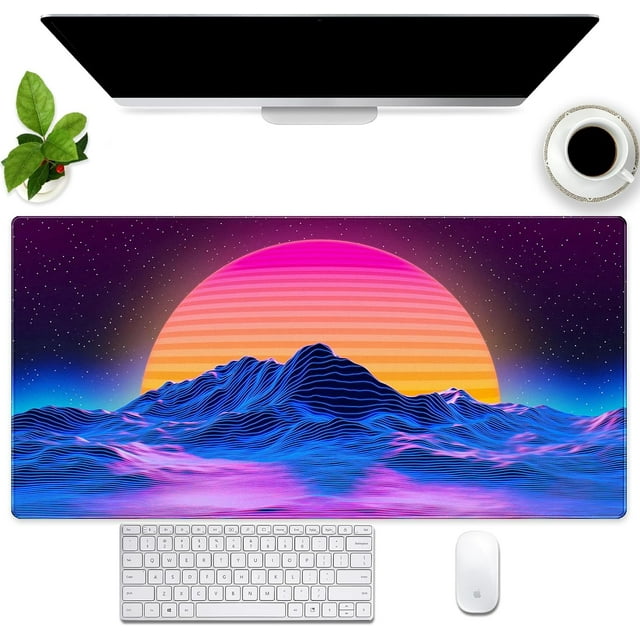 Digital Art Neon Desk Mat, Gaming Mouse Pad for Desk, XXL Expanded ...