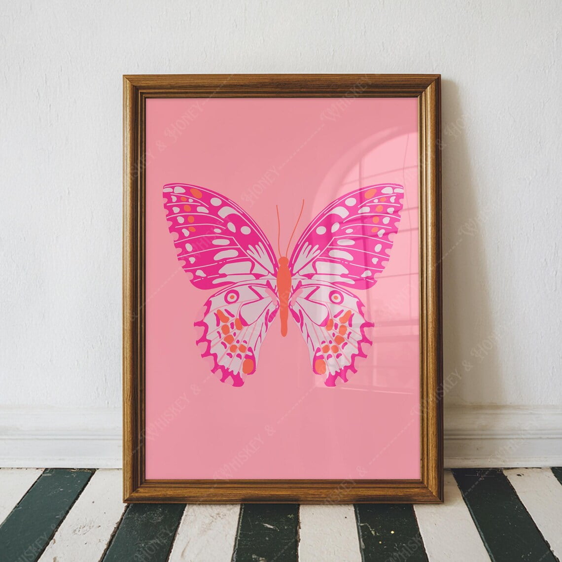 Digital Art Print, Preppy Pink Butterfly Art Print, Dorm Decor, Gallery ...