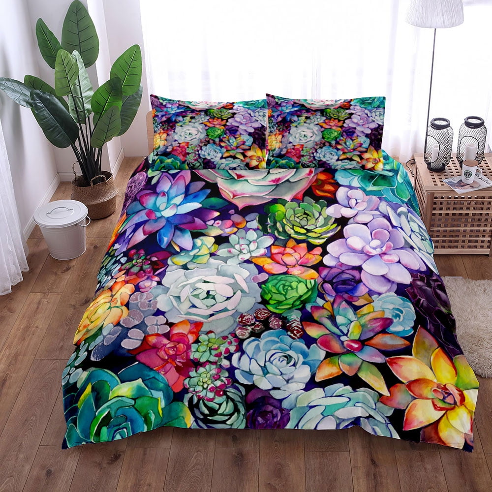 Digital Art Succulent 3D Duvet Cover Set - Walmart.com