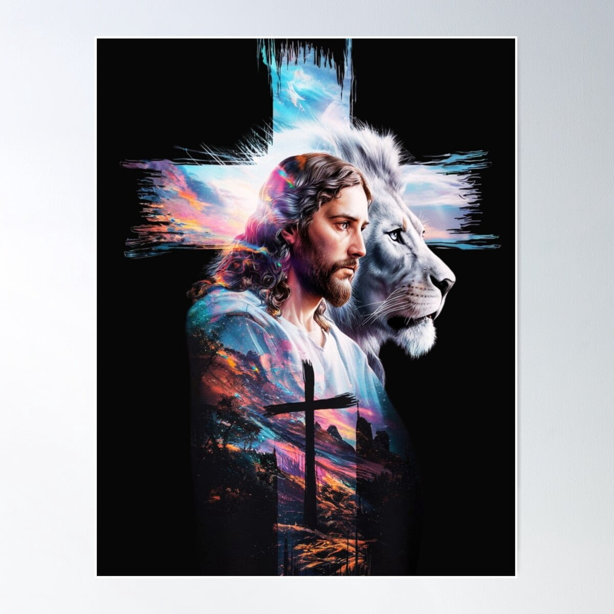 Digital Artwork Of Jesus Christ'S Enigmatic Profile Poster Wall Art ...