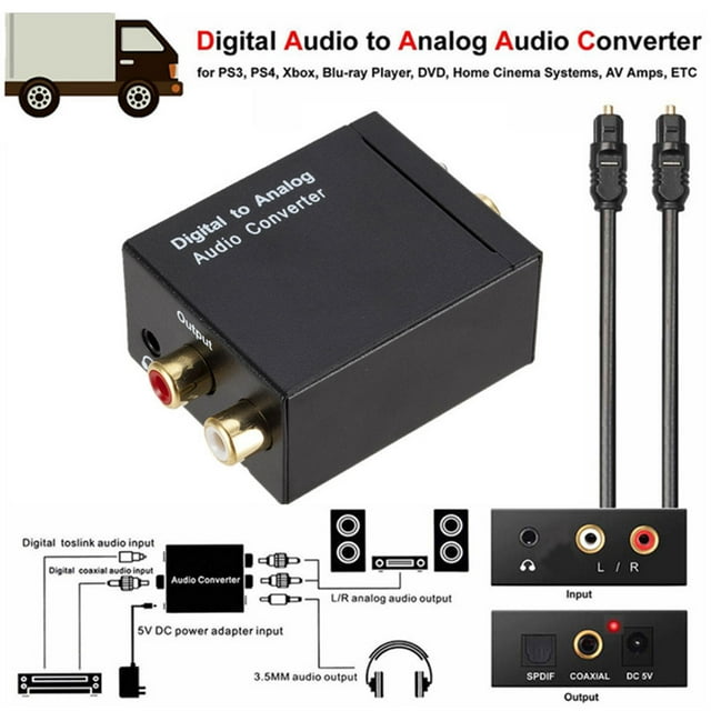 Digital Audio Decoder Amplifier Protable 3.5mm Jack Coaxial Optical ...