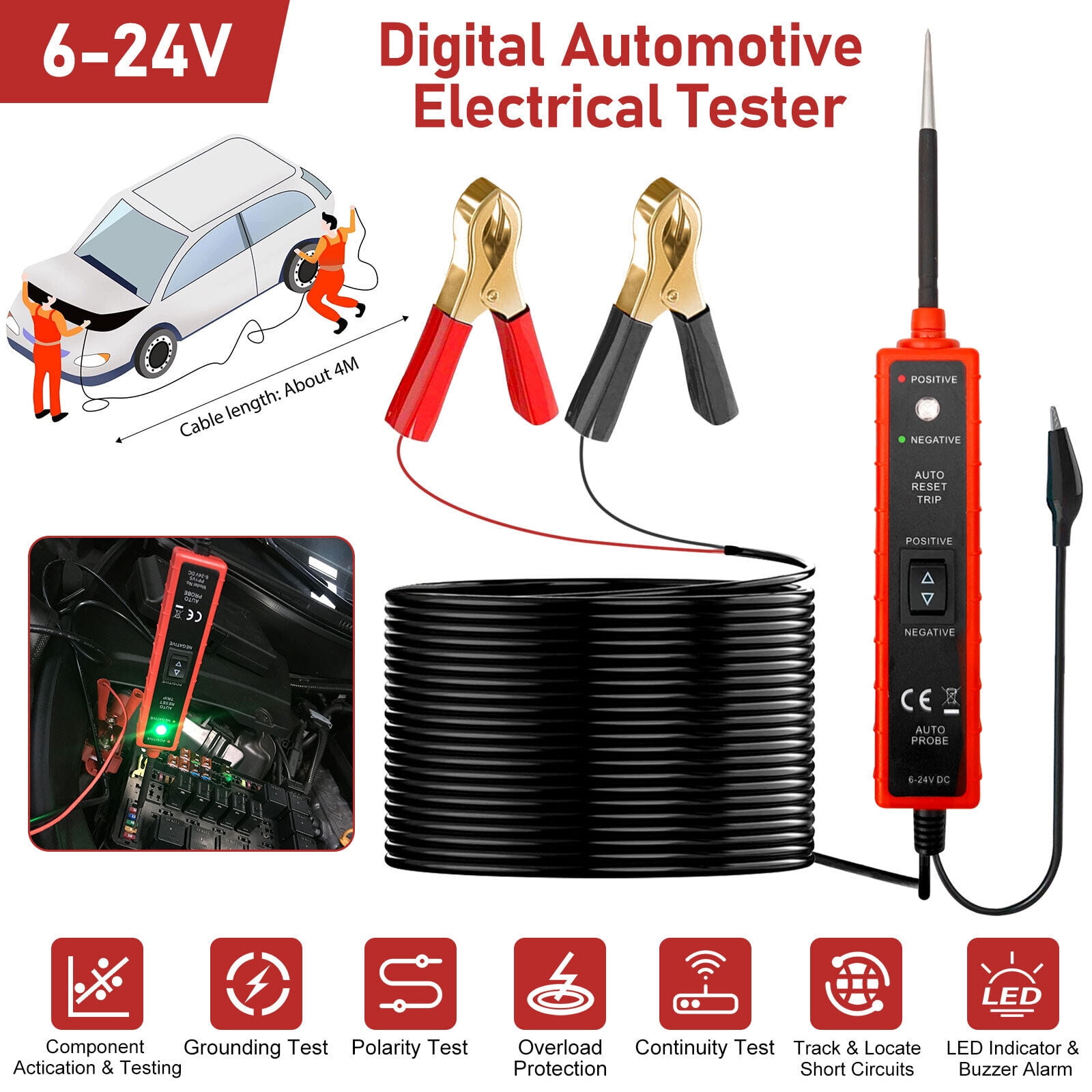 Digital Automotive Car Power Circuit Electrical Tester Probe Test ...