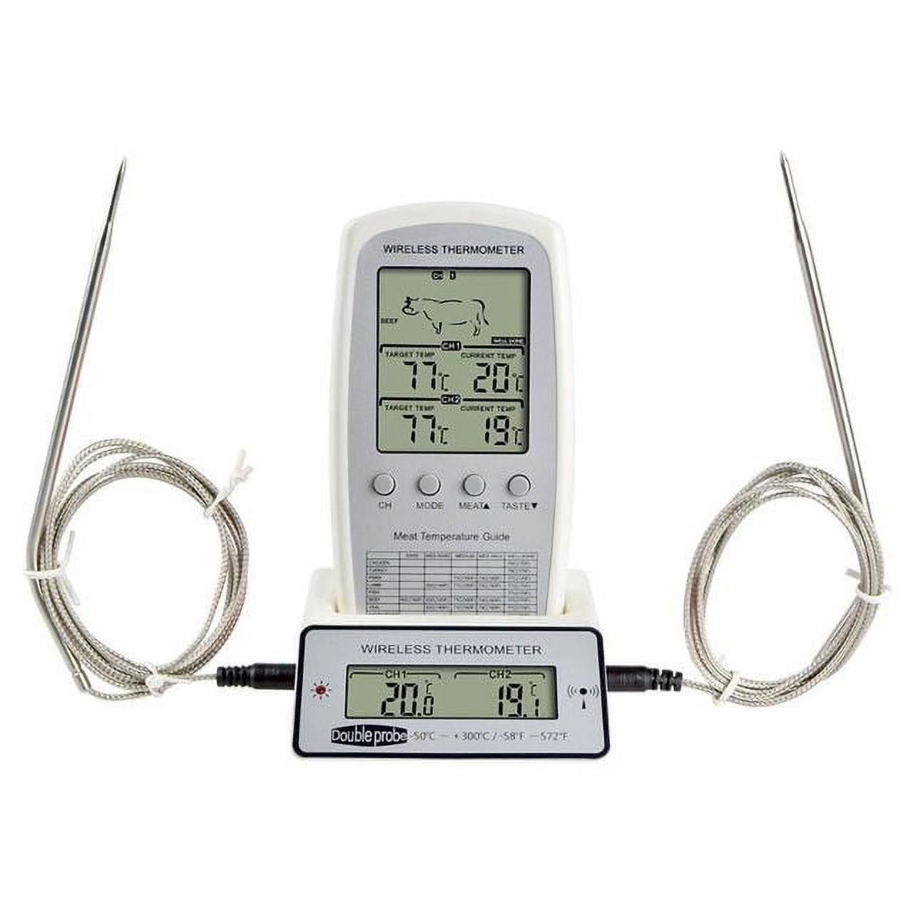 Digital BBQ Dual Probe Thermometer Wireless Kitchen Oven Food Cooking ...