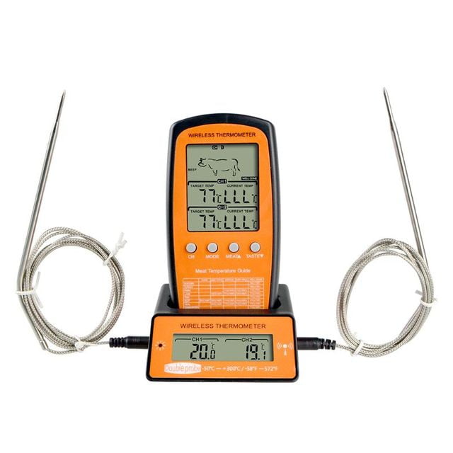 Digital BBQ Dual Probe Thermometer Wireless Kitchen Oven Food Cooking ...