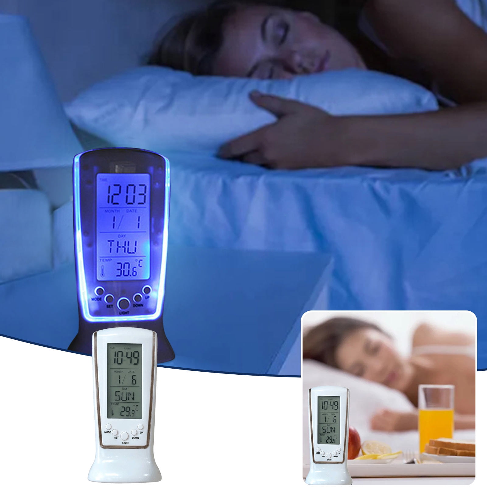 Digital Backlight Alarm Clock Mini Display Alarm With Calendar Snooze ...