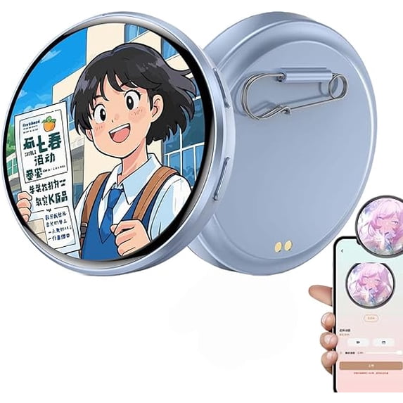 Digital Badge Photo Video,2026 New Electronic Badge Digital Display Pin ...