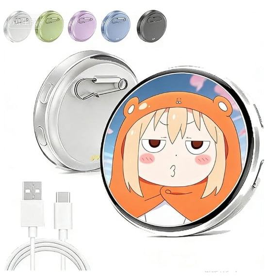 Digital Badge Pin, 1.7-Inch HD Display Photo Video GIF, 600mAh ...