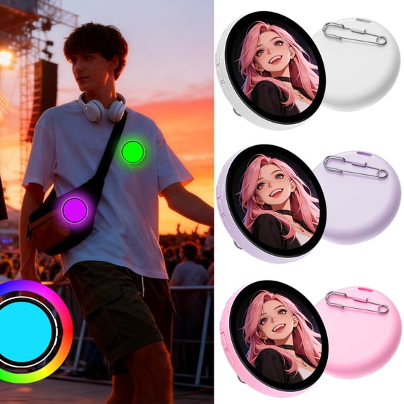 Digital Badge Pin,2-inch Touchscreen Digital Badge with High-Definition ...