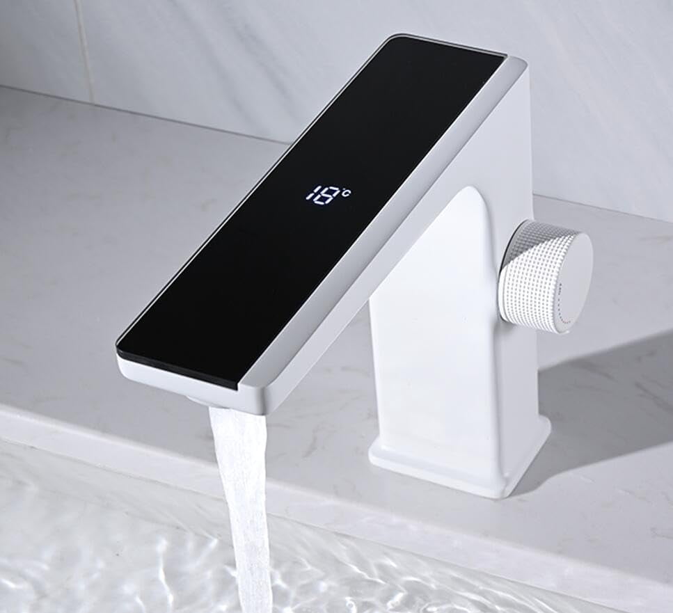 Digital Bathroom Faucet Luxury Display tap Sink Bathroom White tap ...