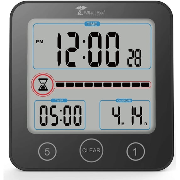 Digital Bathroom Shower Clock with Alarm & Large LCD Display ...