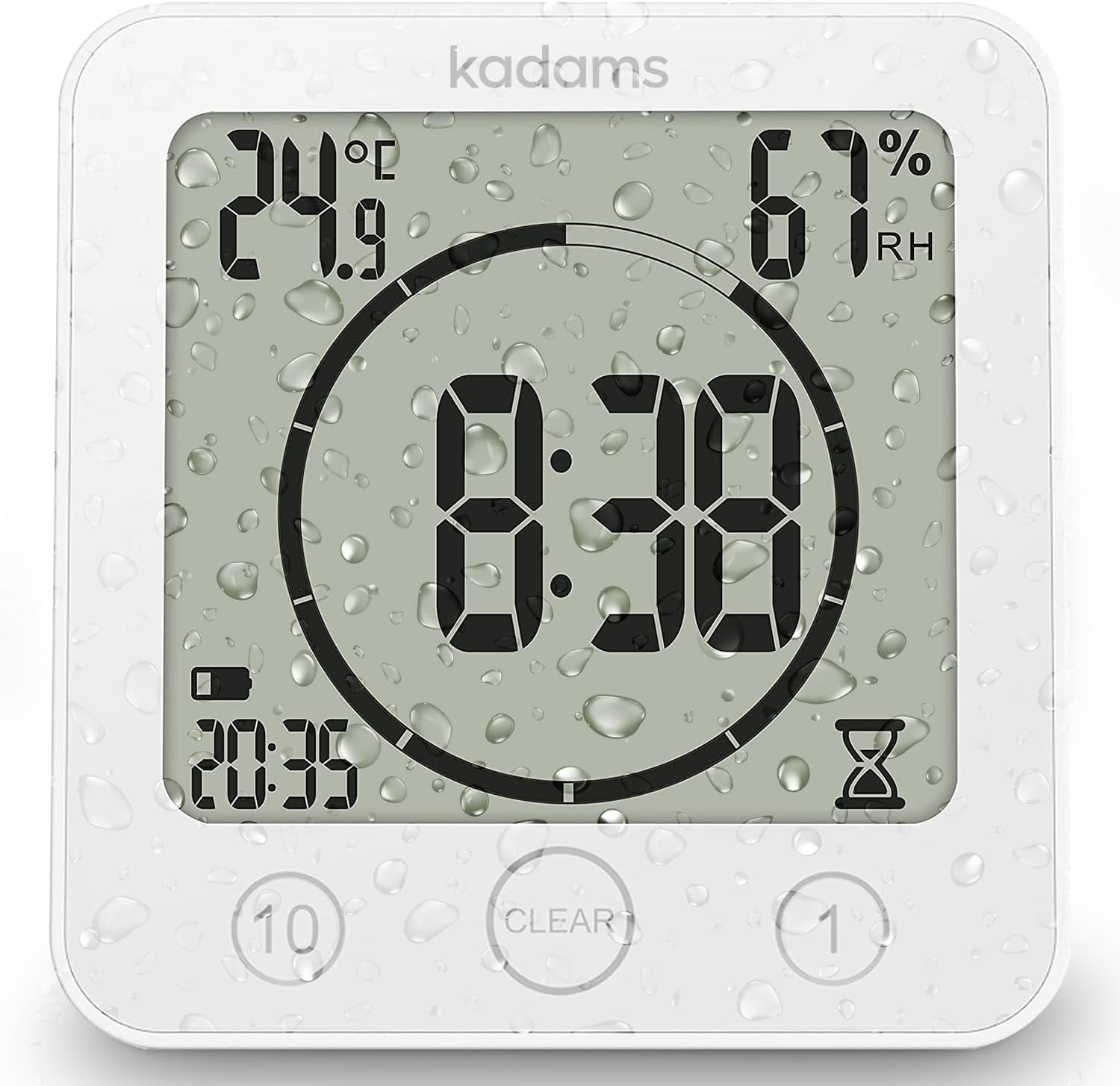 Digital Bathroom Shower Kitchen Wall Clock Timer with Alarm, Waterproof ...