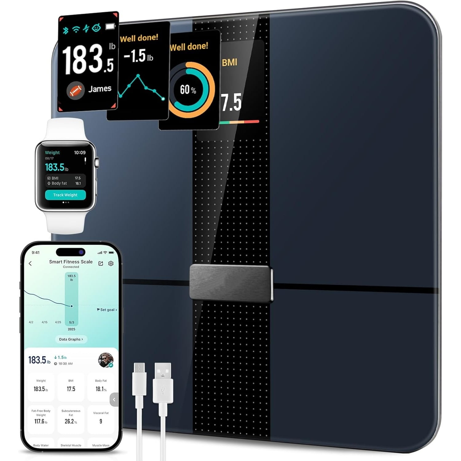 Digital Bathroom Weighing Machine for Accurate BMI Muscle Mass ...