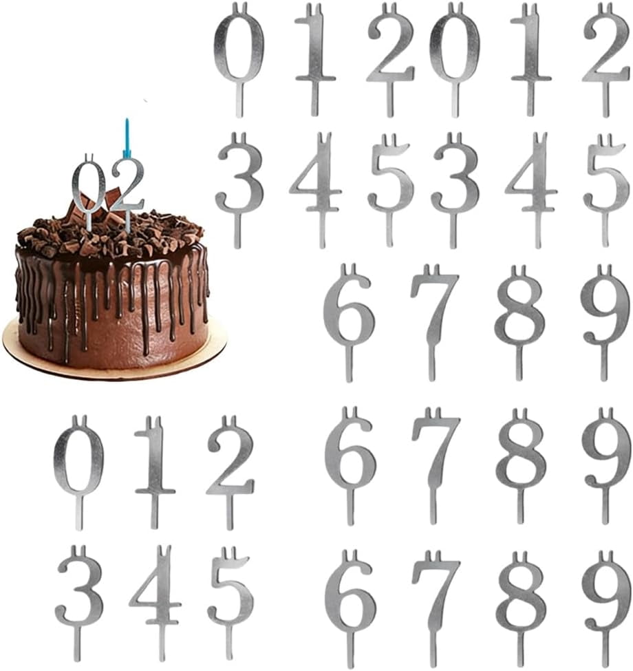 Digital Birthday Cake Candle Holder Set, Reusable Number Birthday ...