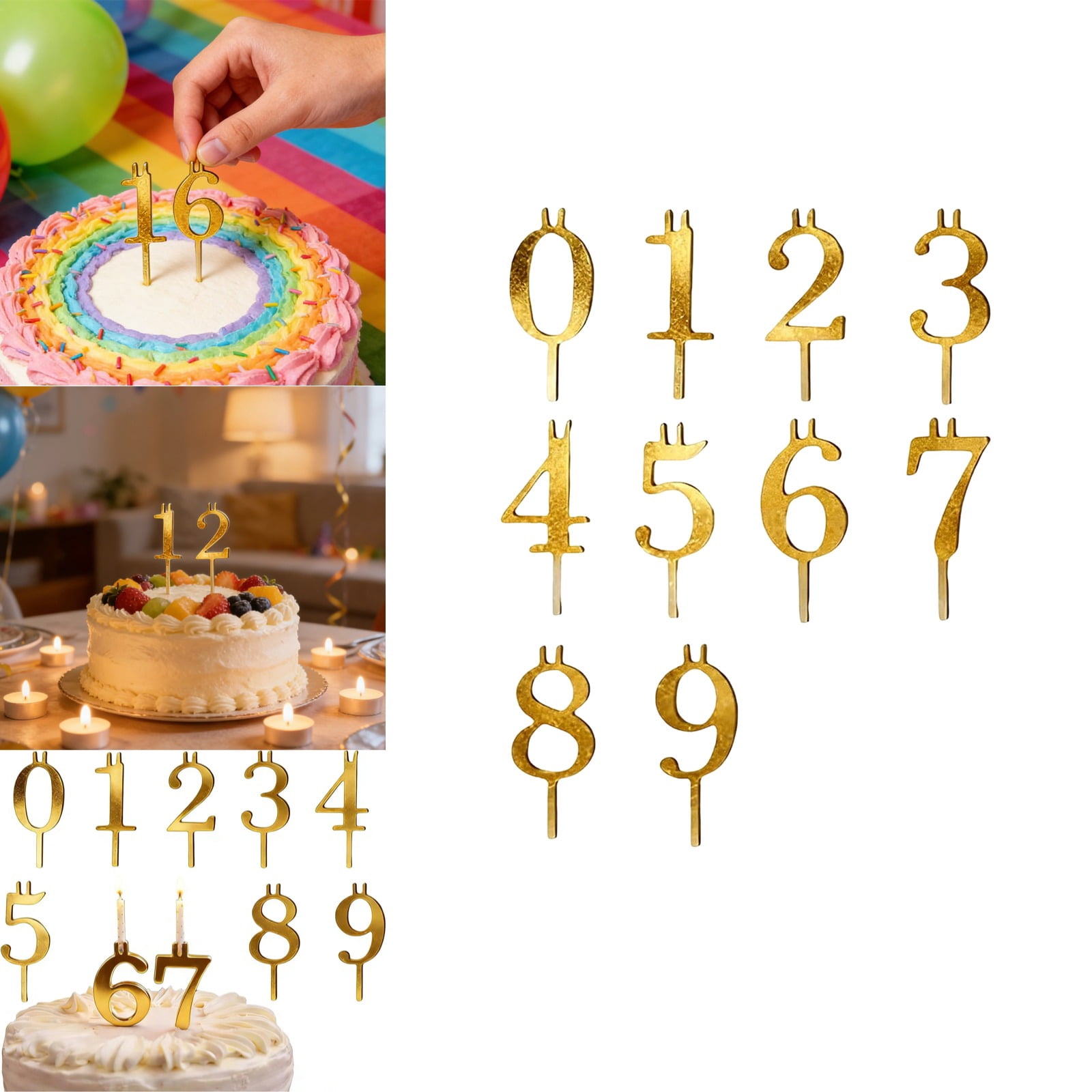Digital Birthday Cake Candle Holder Set, Reusable Number Candle Holders ...