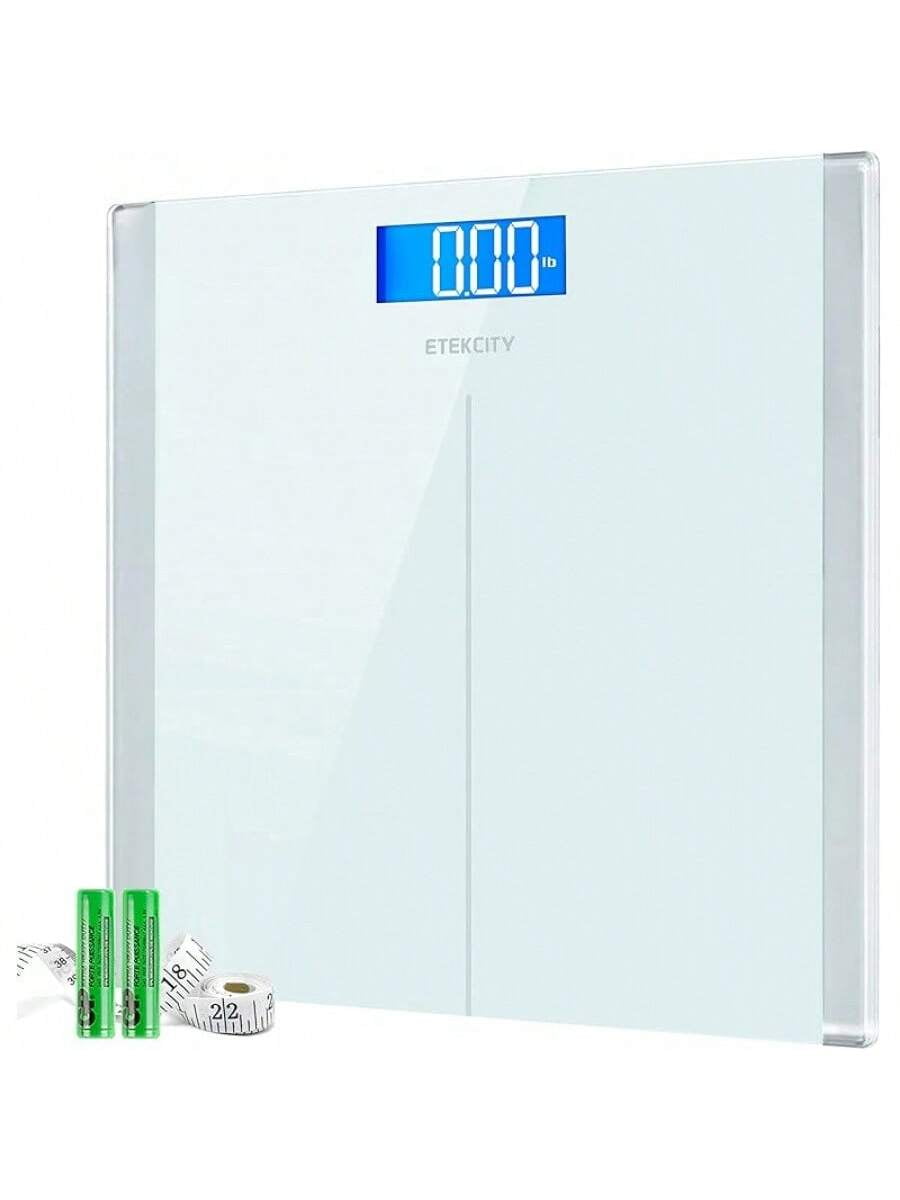 Digital Body Weight Bathroom Scale, Large Blue LCD Backlight Display ...