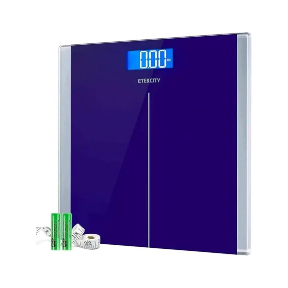 Digital Body Weight Bathroom Scale, Large Blue LCD Backlight Display ...
