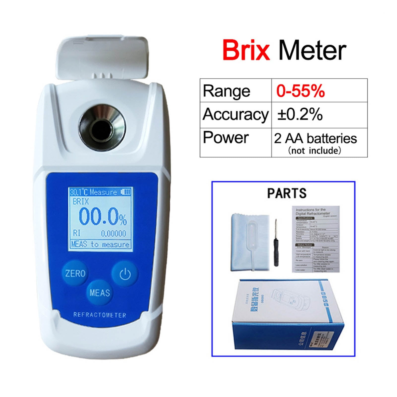 Digital Brix Meter,Refractometer Fruit Juice Drink Sugar Tester Meter ...