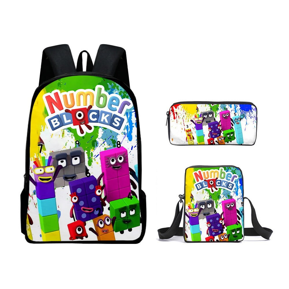 Digital Building Blocks Backpack Numberblocks Student Backpack Cartoon Backpack Shoulder Bag ...