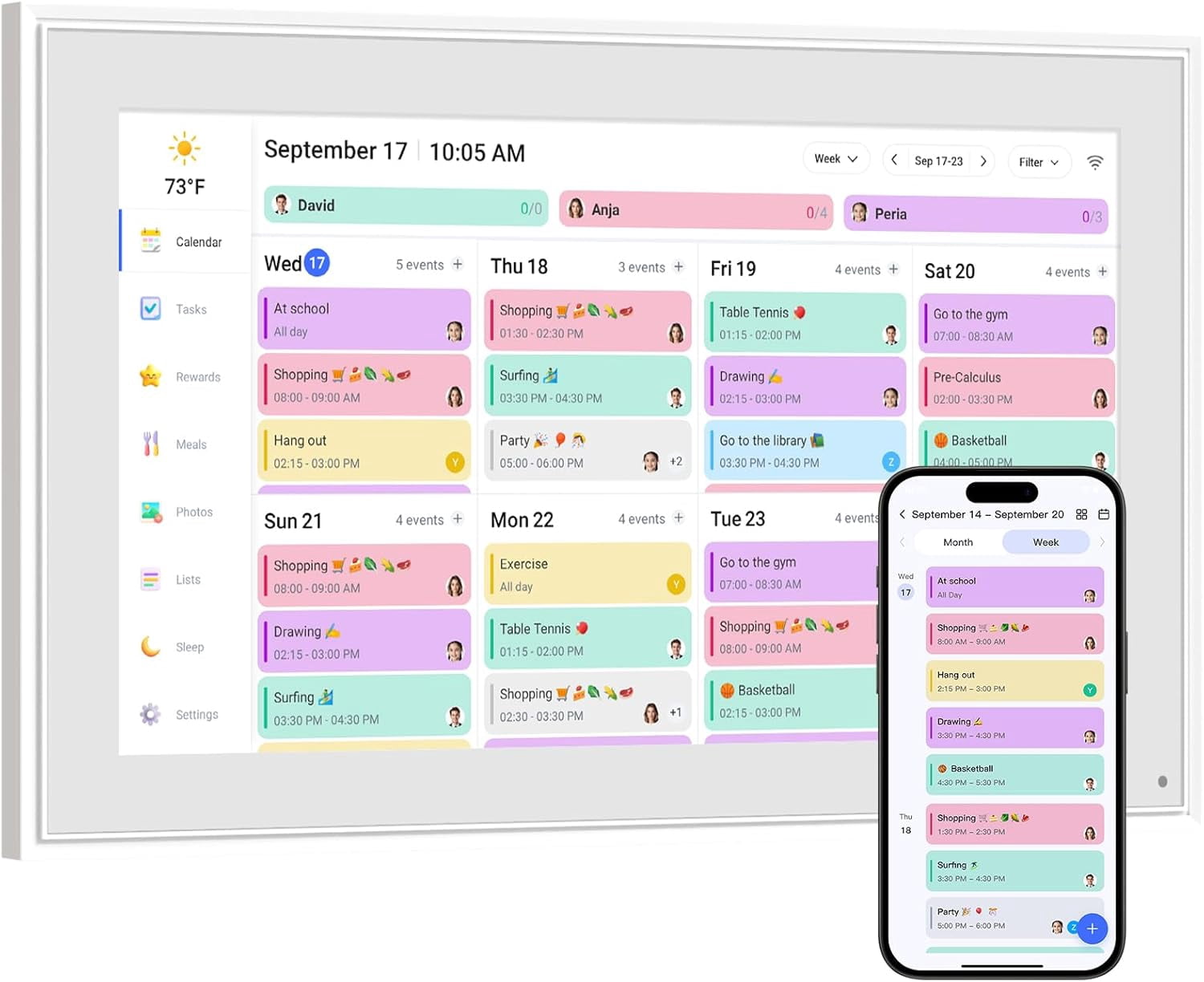 Digital Calendar,10.1" Touchscreen Desk Calendar & Chore Chart ...