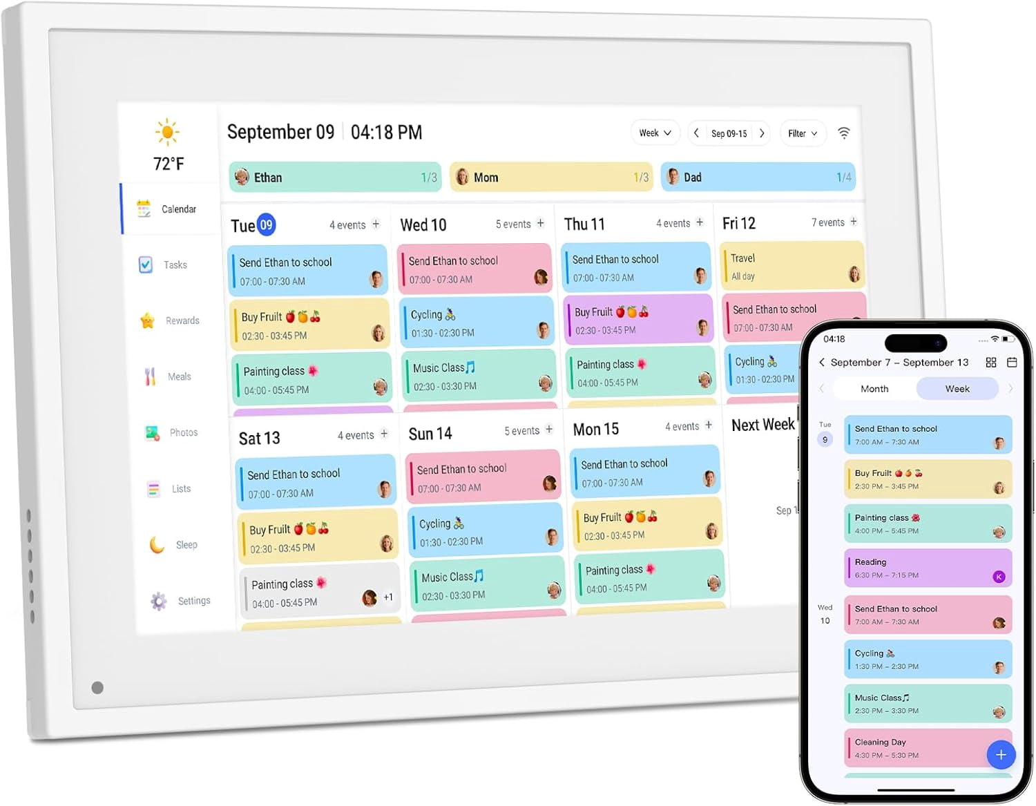 Digital Calendar, 10.1inch WiFi Digital Calendar&Chore Chart, Touch ...