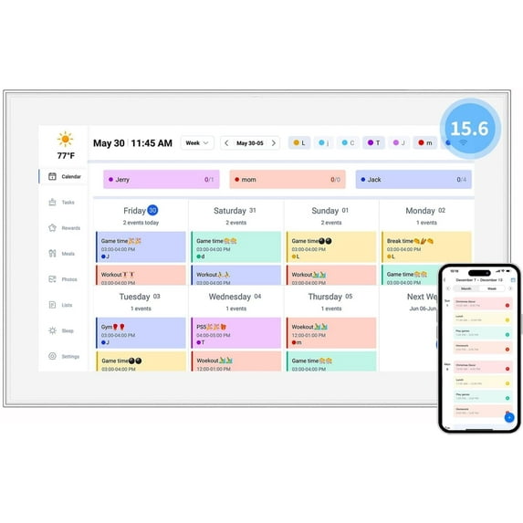 15.6 Inch Digital Calendar, Smart Digital Calendar Planner & Chore ...