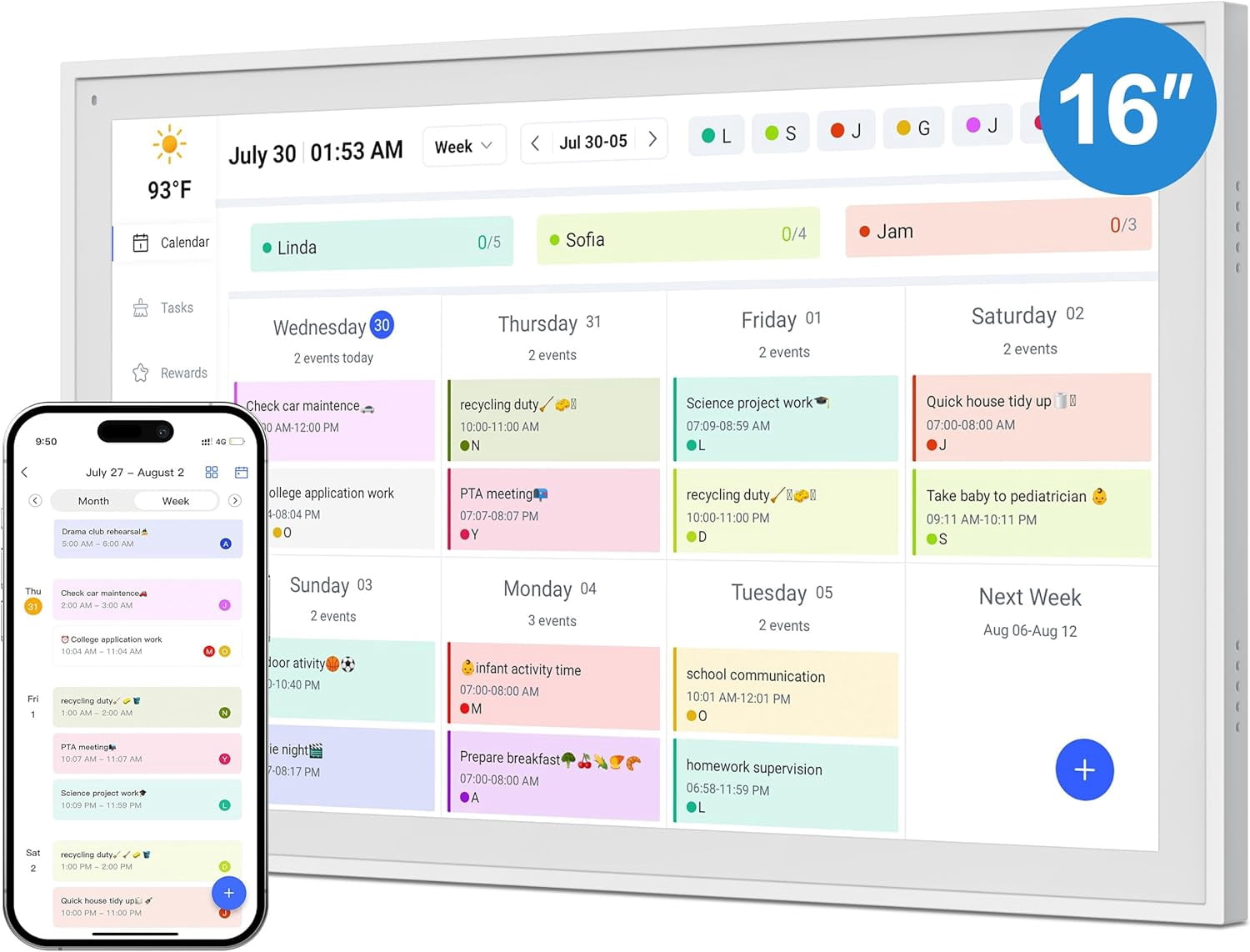 Digital Calendar, WiFi Calendar&Chore Chart, IPS Touch Screen Display ...