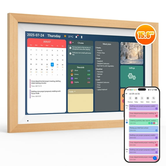 AEEZO Wifi15.6" Smart Digital Calendar – 1920×1080 Full HD Touchscreen ...