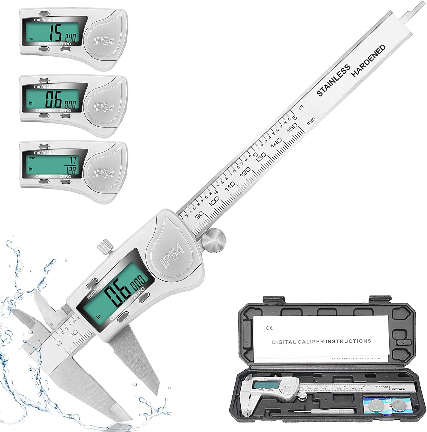 Digital Caliper, 0-6 inches Caliper with Large LCD Screen, Auto - Off ...