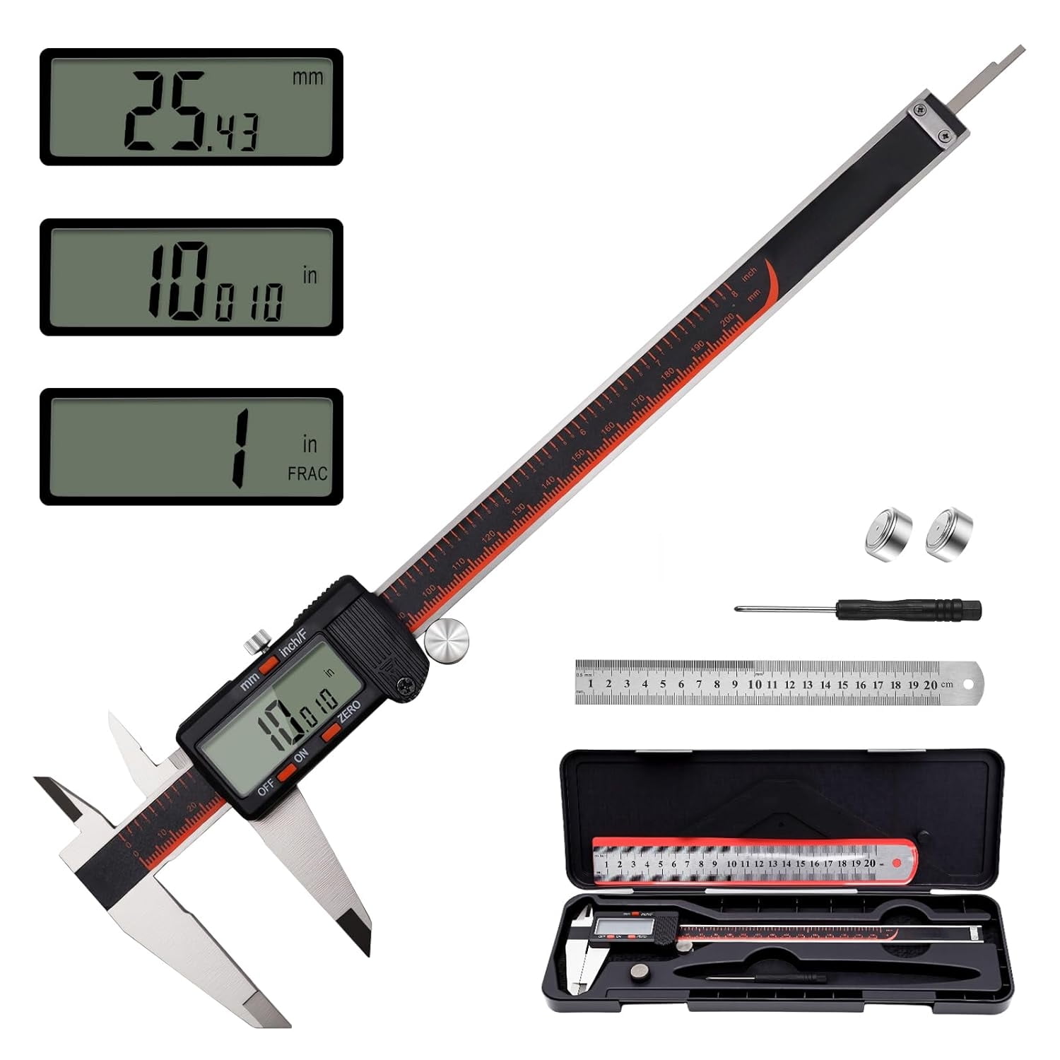 Digital Caliper, 6 Inch Stainless Steel Caliper Measuring Tool with ...