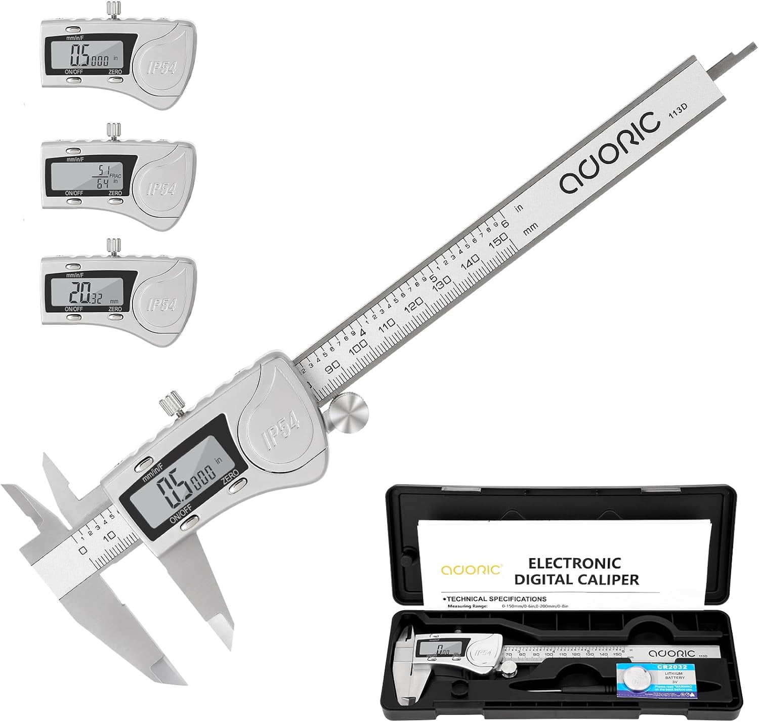 Digital Caliper, Adoric 0-6" Calipers Measuring Tool - Electronic ...