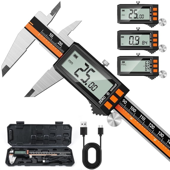 Digital Caliper - Rechargeable Stnless Steel Micrometer with IP54 ...