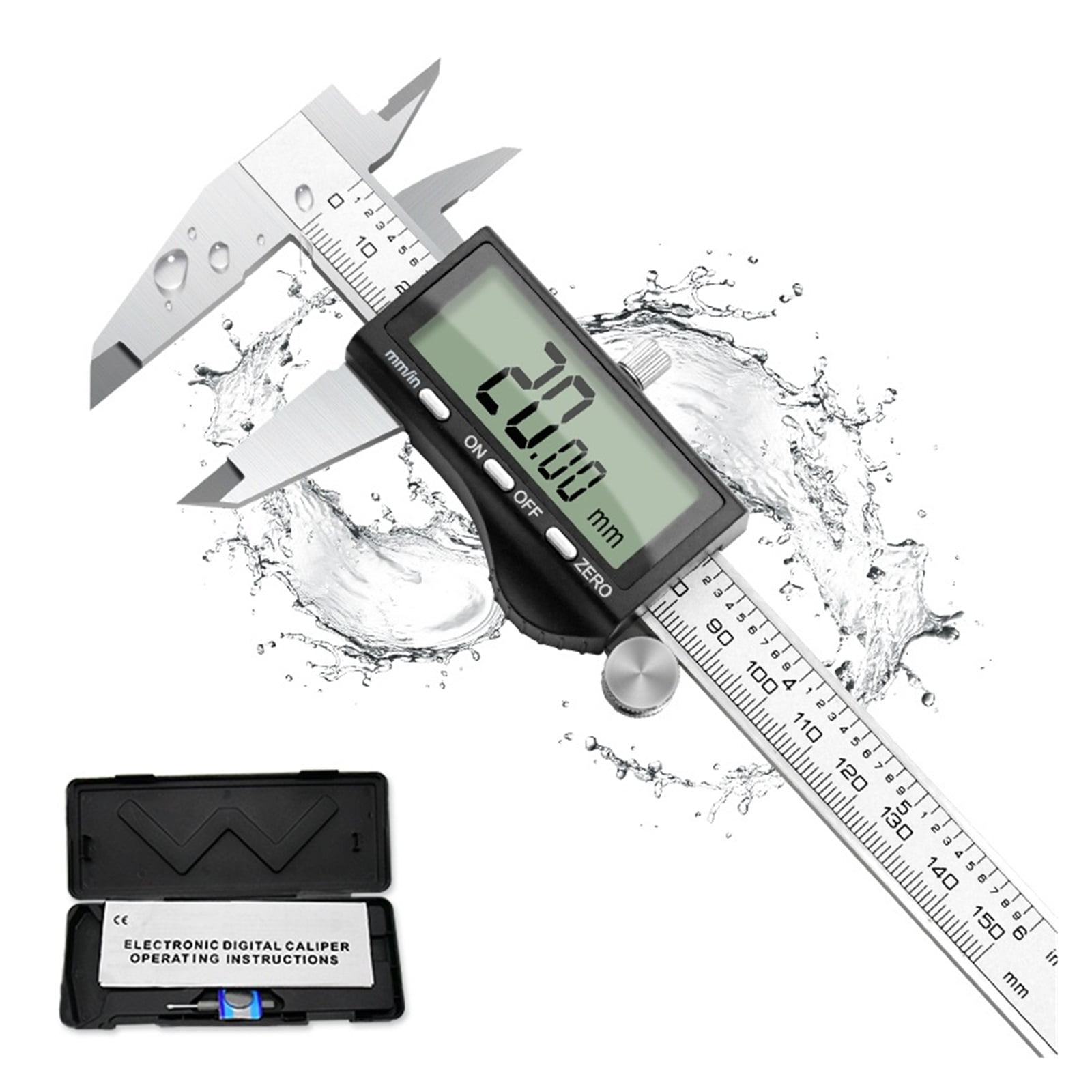 Digital Caliper Stainless Steel 0-150mm MM / Inch 0.01mm High Precision Vernier Caliper ,Easy to ...
