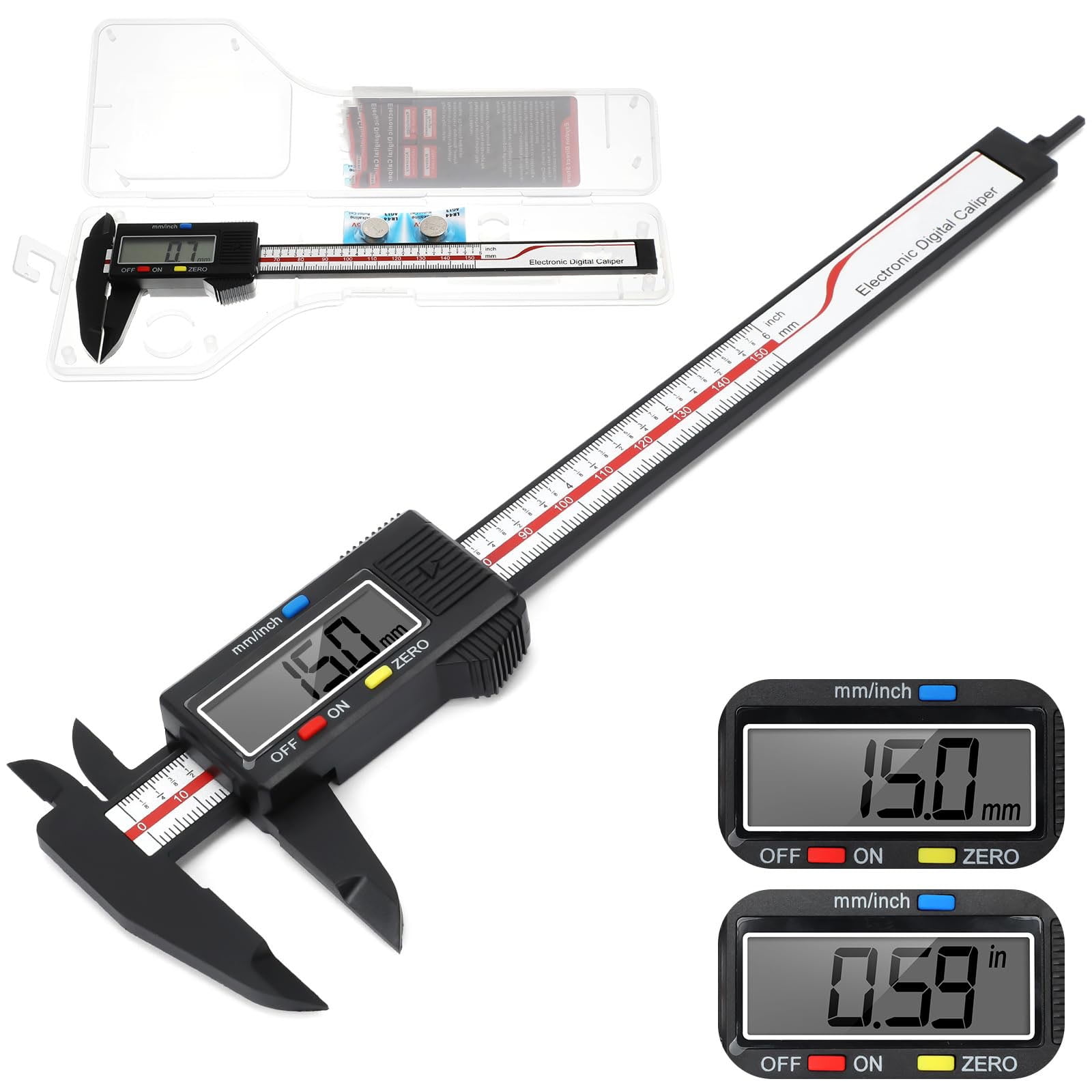 Digital Caliper, Upgraded Calipers 6 Inch, Measuring Tool, Electronic ...