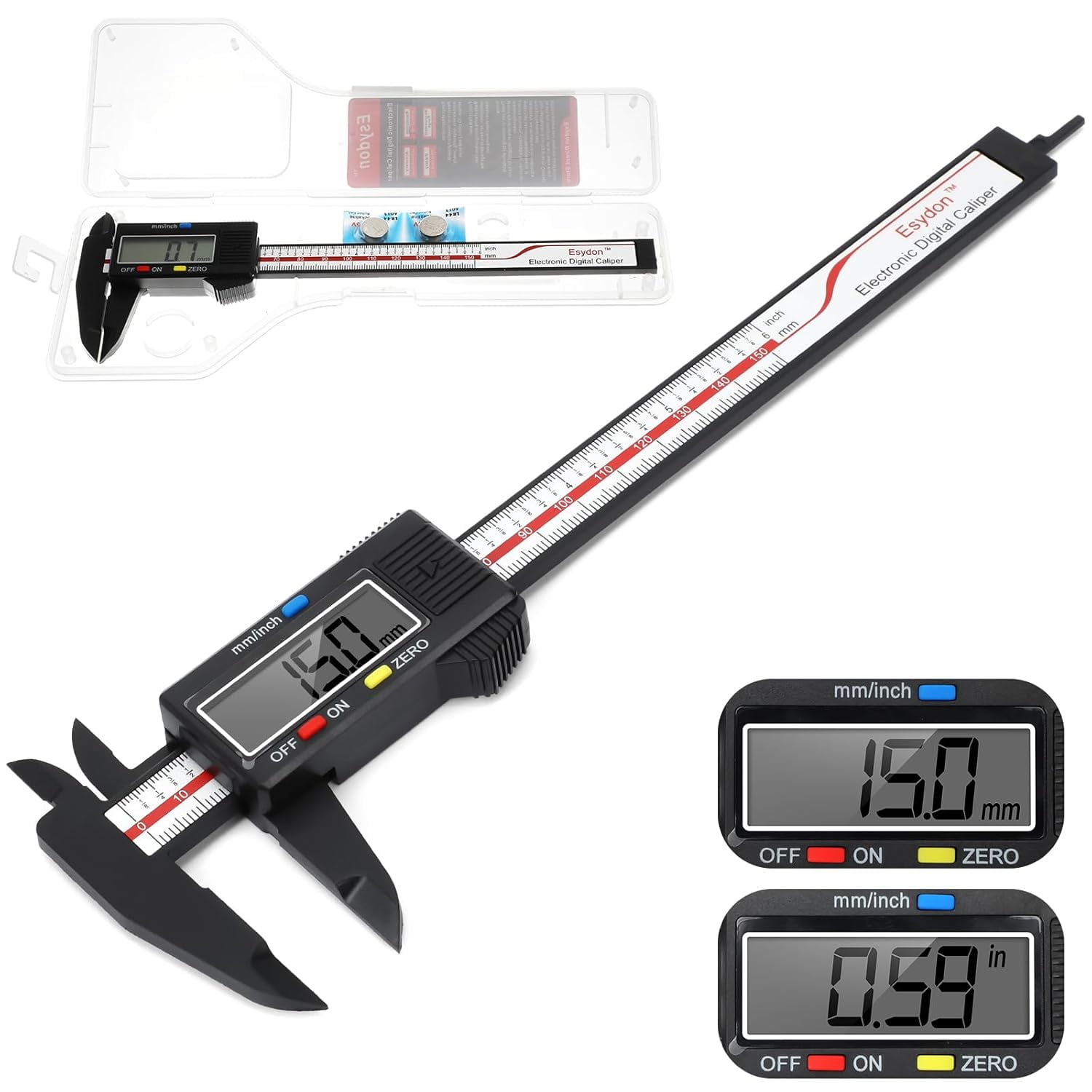 Digital Caliper, Upgraded Calipers 6 inch, Measuring Tool, Electronic ...