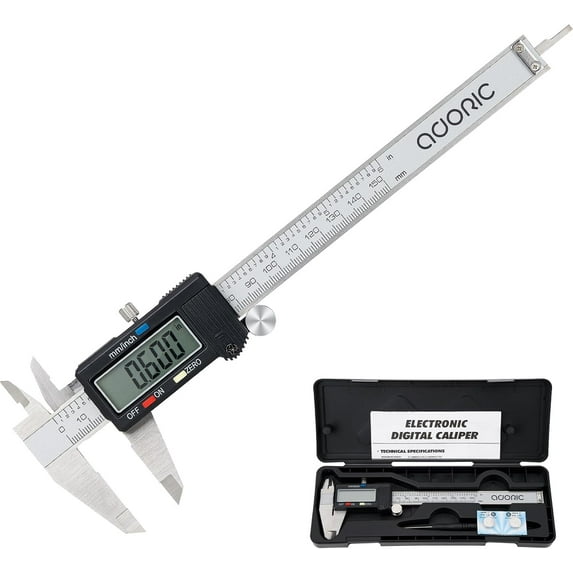 Digital Caliper with Stainless Steel Body, Large LCD Display, 0-6 Inch ...