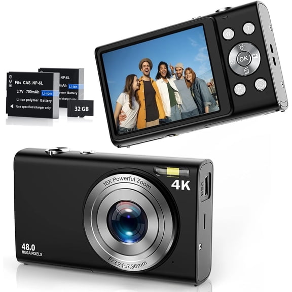 Digital Camera, FHD 75MP 4K WiFi Vlogging Video Camera for YouTube with ...