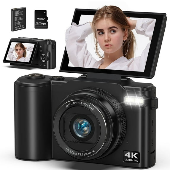 Digital Camera 4K 64MP Vlogging Camera for Photography, 18x Zoom ...