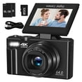 Digital Camera 4K 64MP Vlogging Camera for YouTube 3''180°Flip Screen ...